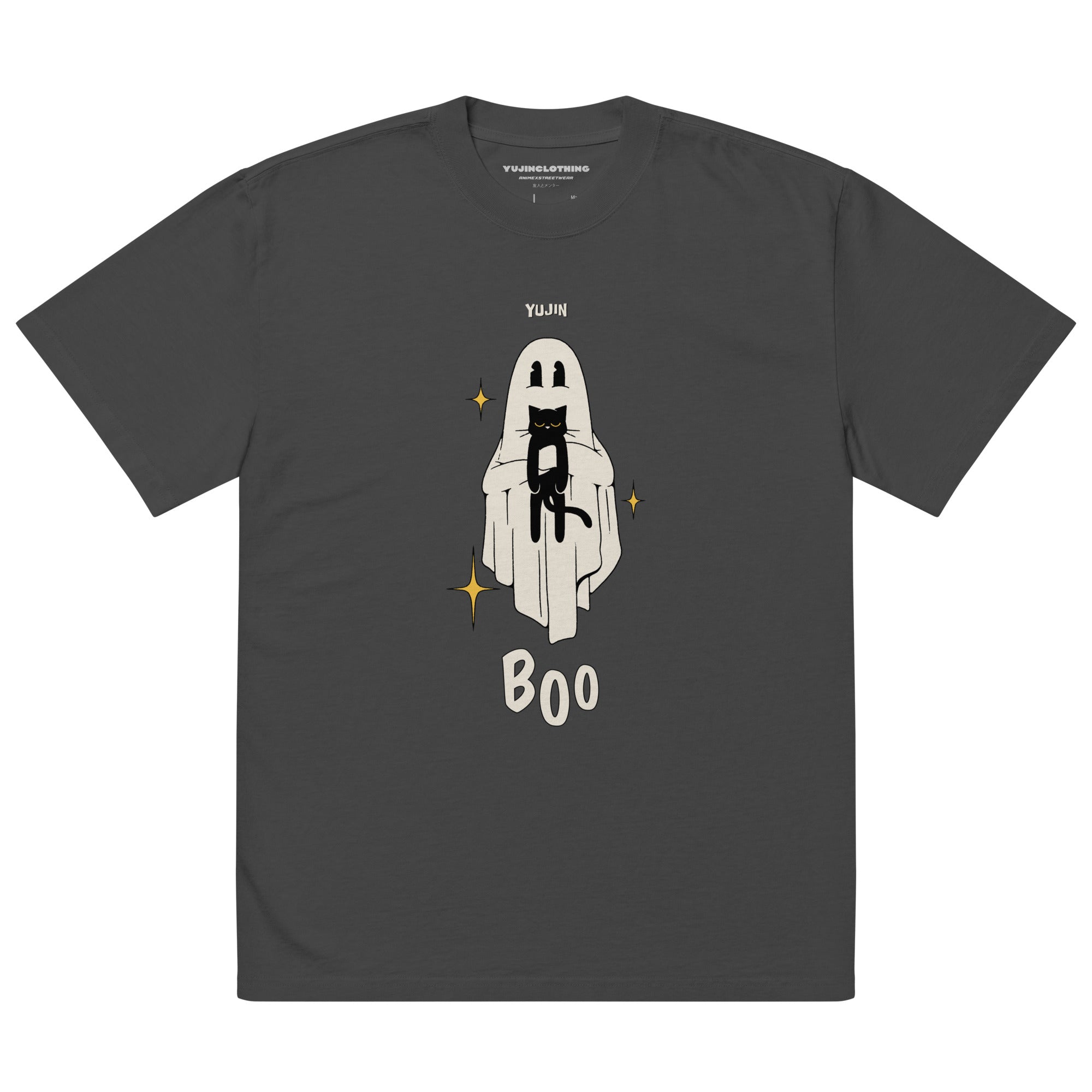 Boo! Cat Oversized Faded T-Shirt | Yūjin Japanese Anime Streetwear ...